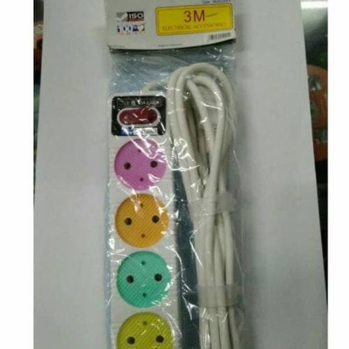 Jual COLOKAN 4 LUBANG 3 METER YUNIOR - STOP KONTAK YUNIOR GEPENG ON OFF ...