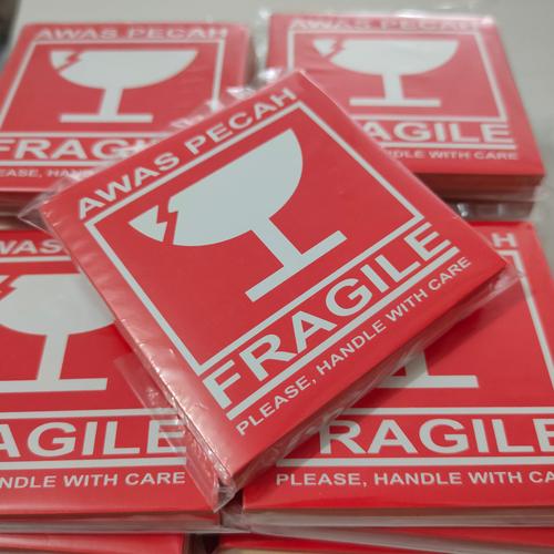Jual STICKER FRAGILE Handle With Care Awas Pecah HATI HATI 7 X 7 CM ...