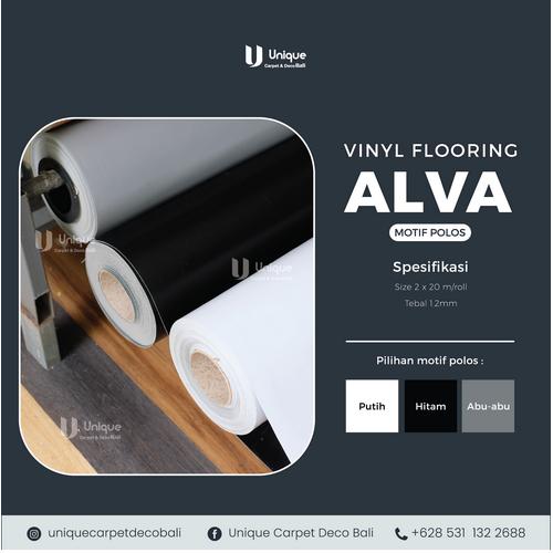 Jual Vinyl Flooring Roll Alva Polos Warna Abu, Putih, Hitam Tebal 1.2mm ...