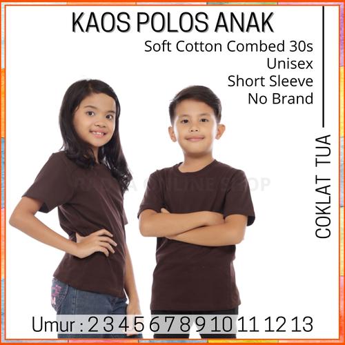 Jual Kaos Polos Anak Lengan Pendek Cotton Combed 30s 2-13 Tahun Coklat Tua - 7 Tahun - Jakarta ...