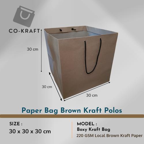 Jual Paper Bag / Tas Kantong Kertas Kraft Coklat Polos Kotak - 30x30x30 ...