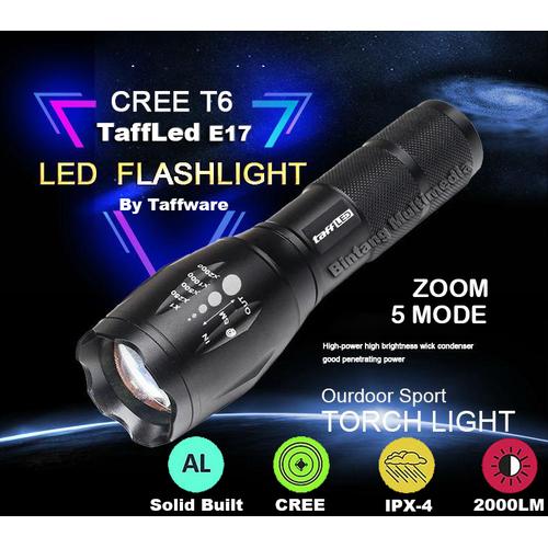 Jual Senter LED TaffWare E17 Cree XM-L T6 Police SWAT Lampu Camping ...