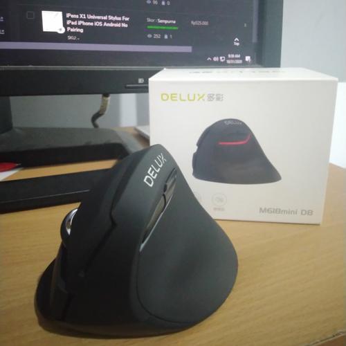 Jual Delux M618 Mini DB Wireless 2.4G Vertical Mouse Ergonomic 4 DPI - Kota Bekasi ...