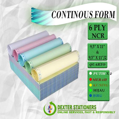 Jual CONTINuOUS FORM 6 PLY 9.5" X 11" DAN PRS KERTAS NCR QUARTO RANGKAP ...