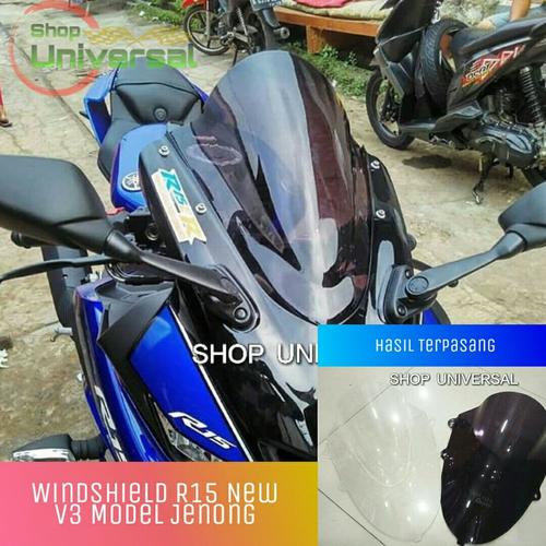 Jual Windshield / Visor R15 New V3 model Jenong Tebal - smoke - Kota ...