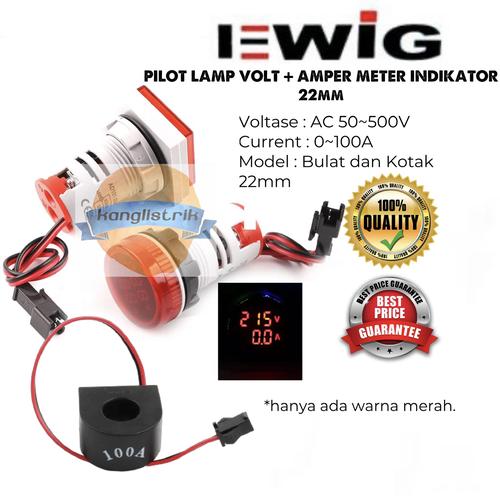 Jual PILOT LAMP LED DIGITAL DENGAN VOLT+AMPER INDICATOR 22mm - Merah ...