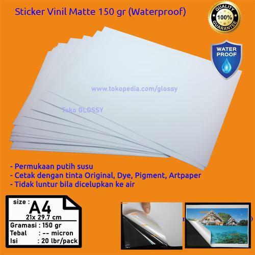 Jual STICKER VINYL MATTE A4 150 GSM /STIKER VINIL MATTE WATERPROOF ...