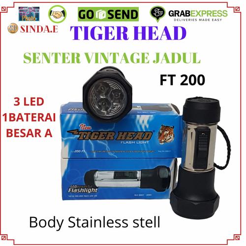 Jual Senter Kaleng TIGER HEAD FT 200 Led Baterai Besar Senter Jadul ...