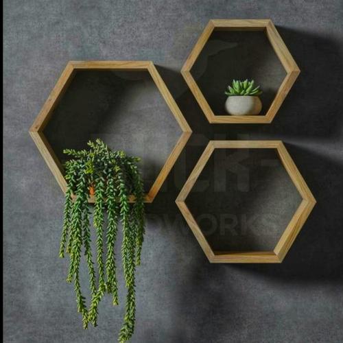 Jual Hexagonal Kayu, Dekorasi dan Rak Dinding , Kaca Hexagonal Natural ...
