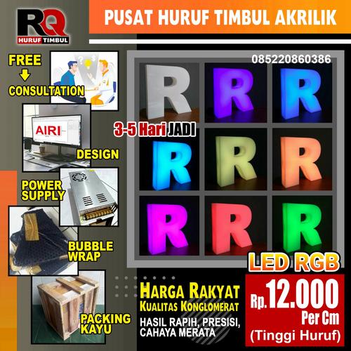 Jual Huruf Timbul Akrilik / Acrylic Letter Sign LED Nyala RGB Berubah ...