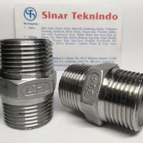 Jual double neple/sambungan drat luar "1 inch" stainless steel 304#150 ...