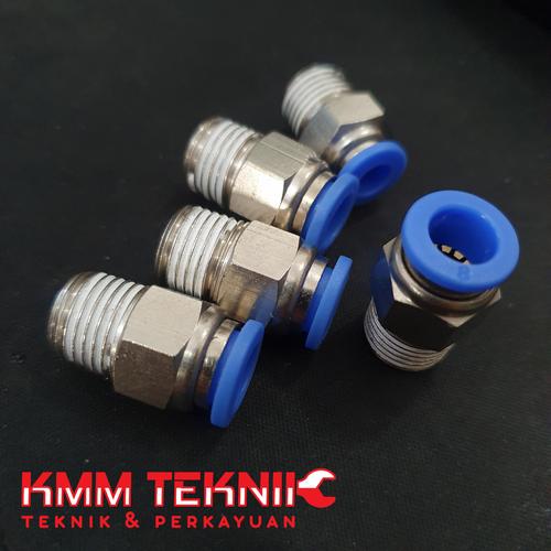 Jual FITTING NEPEL ANGIN LURUS UNTUK SELANG ULIR PU 8MM DRAT 1/4" 8 ...