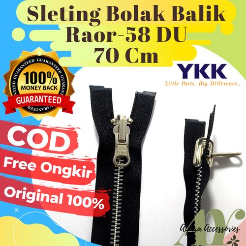 Jual RESLETING ZIPPER SLETING JAKET YKK BESI SILVER BOLAK BALIK 70 CM ...