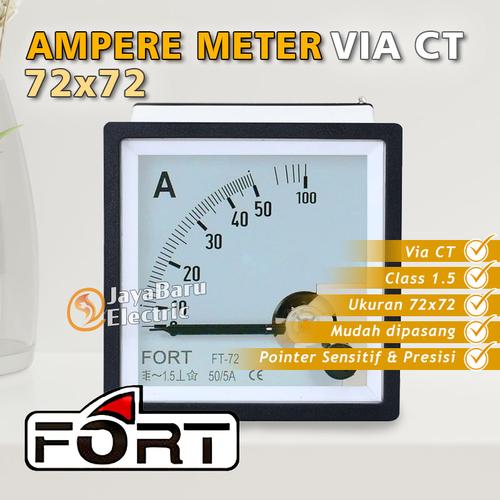 Jual Ampere Meter Amperemeter Ammeter Analog FORT 72x72 via CT - 3000 ...