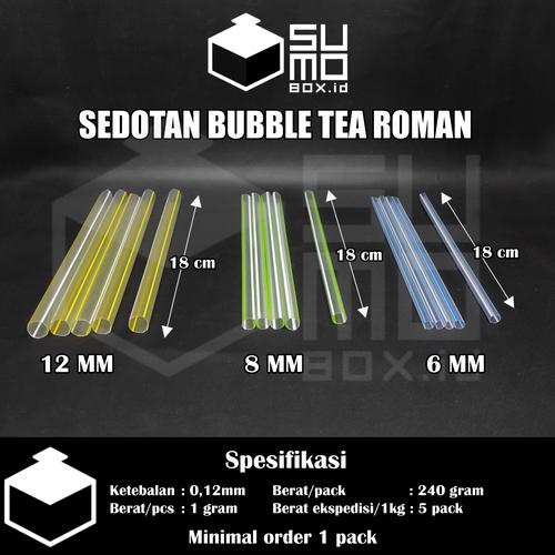 Jual Sedotan Bubble tea Boba Roman 6mm, 8mm, 12mm isi 200gram minuman ...