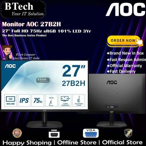 Jual Monitor AOC 27B2H 27" FHD 75Hz NTSC 89% sRGB 101% HDMI VGA 3Yr ...