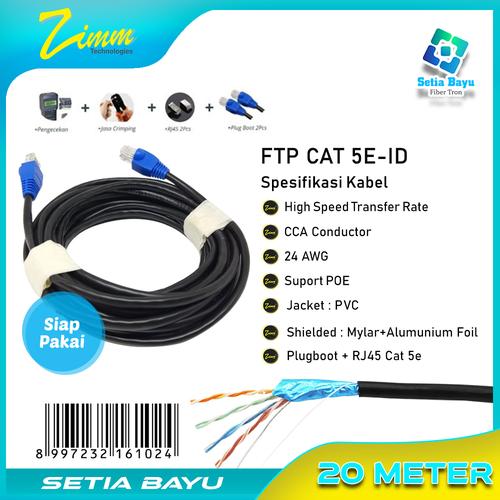 Jual Kabel LAN STP FTP Cat 5e Outdoor CCA Zimmlink Siap Pakai 20 Meter ...