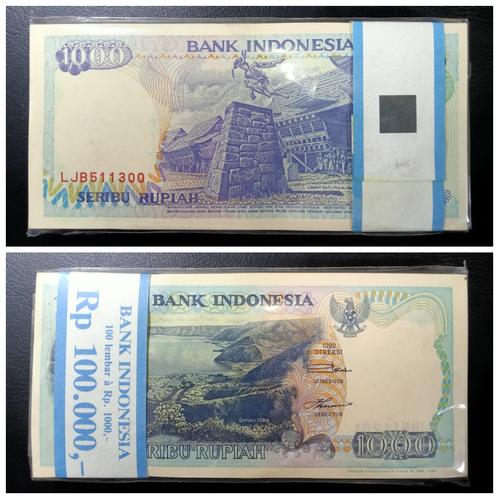 Jual Uang Kuno Rp 1000 Lompat Batu/Nias 1 Gepok (100 Lembar Seri Urut ...