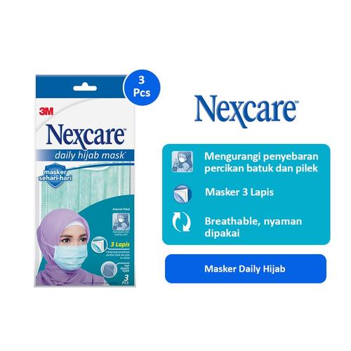 Jual Nexcare 3M Masker Hijab 3 lapis Headloop 3 ply Mask 3 Pcs Daily ...