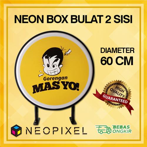 Jual NEON BOX BULAT 2 SISI DIAMETER 60 CM LIGHT BOX BULAT PLUS PRINTING ...