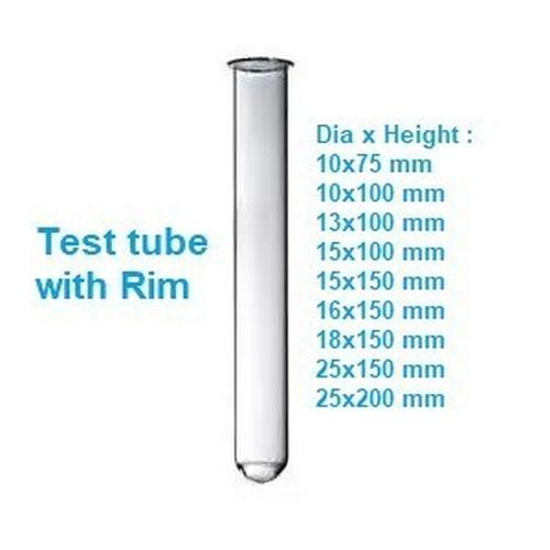 Jual TEST TUBE GLASS 15X100 MM TABUNG REAKSI KACA WITH RIM CULTURE TUBE ...