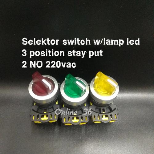Jual selector switch 3 posisi w/lamp led 2NO LA115-A5-20XSD - Hijau ...