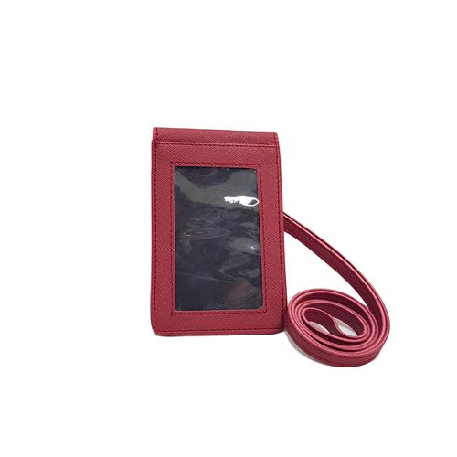 Promo Lanyard Kulit Magnet ID Card Holder Name Tag Kulit Mewah Merah ...