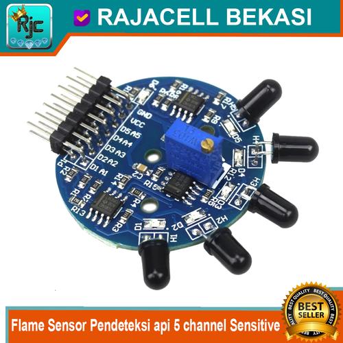 Jual 5ch 5 way Flame Sensor Pendeteksi api kebakaran 5 channel ...