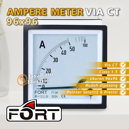 Jual Ampere Meter Amperemeter Ammeter Analog FORT 96x96 via CT - 5000 ...