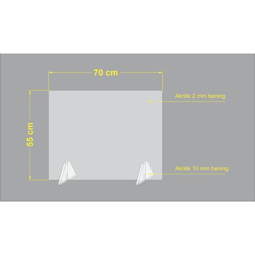 Jual SEKAT/PARTISI/PEMBATAS MEJA AKRILIK 55x70CM 2MM TANPA LUBANG ...