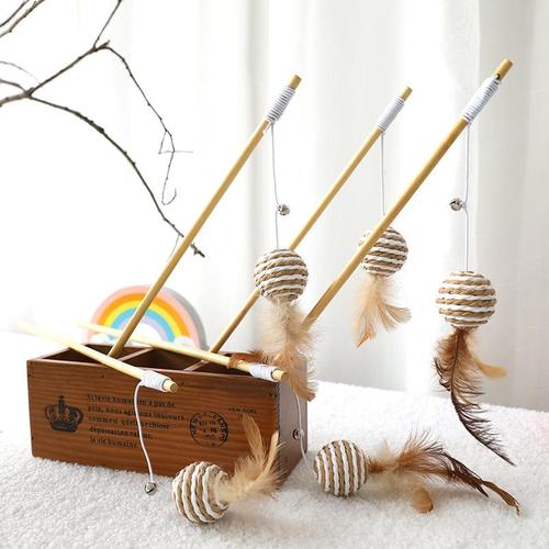 Jual Wooden Pole Cat Teaser - Mainan Kucing Tongkat Boneka Sisal stick ...