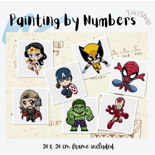Jual DIY painting by number set 20x20cm lukisan - superhero marvel ...
