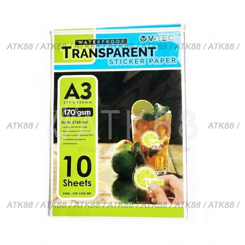Jual V-Tec Transparan Sticker Photo Paper Waterproof A3 170gsm (10 ...