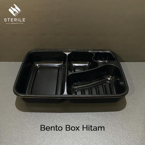 Jual box bento / mika bento / tray bento / kotak bento 4 sekat - Hitam ...