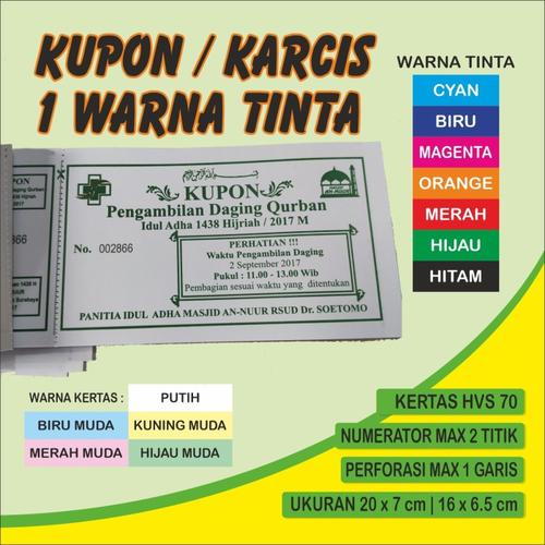 Jual Cetak Kupon Undian perforasi 1 warna ukuran 16x9.5 cm nomor ...