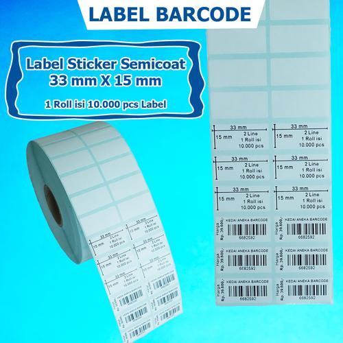 Jual Label Sticker Barcode 33 mm x 15mm Semi Coated (2 baris isi 10000 ...