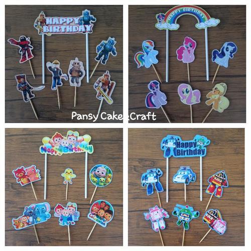 Jual Cake topper Cupcake topper plus Banner Birthday Ekonomis! NEW ...