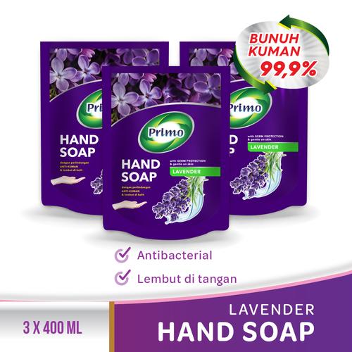 Jual Sabun Cuci Tangan PRIMO Anti Bacterial HAND SOAP Lavender 3 x 400 ...