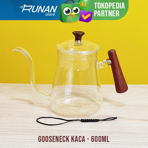 Jual Gooseneck Kettle Teko Leher Angsa Kaca Gagang Kayu 600 ml Coffee ...