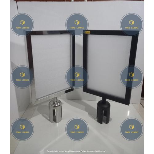 Jual Sign Board FRAME A4 Potrait Signage stainless papan tiang antrian ...
