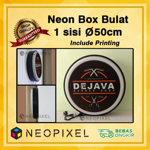 Jual NEON BOX NEON SIGN MURAH BULAT 1 SISI DIA 50 CM TERMASUK PRINTING ...