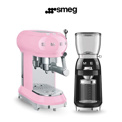 Jual SMEG Espresso Coffee Machine PINK and Coffee Grinder - Biru Muda ...