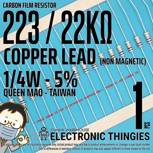 Jual RESISTOR 1/4W 5% 223 22K Ω OHM KARBON KAKI TEMBAGA TAIWAN - Kota ...