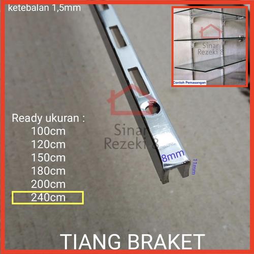 Jual Tiang Bracket Kaca 240 cm / Braket Papan Dinding Kayu Shelf 2,4 ...