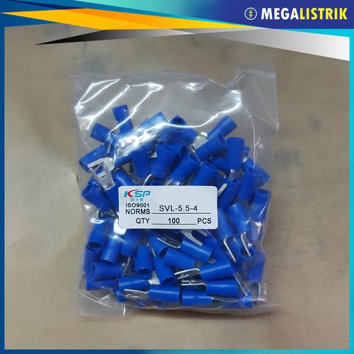 Jual KSP Skun Kabel Tipe Y 6 mm SVL-5.5-4 ( 100 Pcs ) / Cable Lug Tipe Garpu 6mm Per Pack - Biru ...