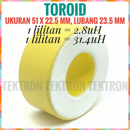 Jual Toroid Ferit 51mm x 22.5mm Ferrite Core Ring 1l-2.8uH 10l-31.4uH ...
