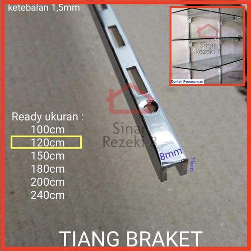 Jual Tiang Bracket Kaca 120 cm / Braket Papan Dinding Kayu Shelf 1,2 ...