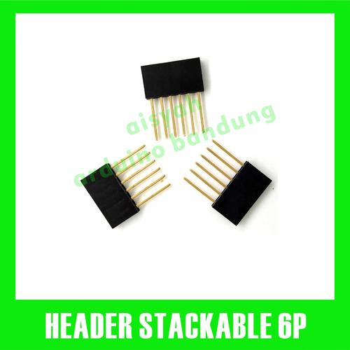 Promo Pin Header Female 6 6p 10mm Long Stackable For Arduino Uno Mega ...