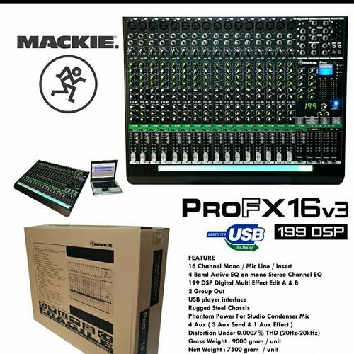 Jual MIXER AUDIO MACKIE PRO FX16v3/PRO FX16 16CH EFFECT REVERB 199 DSP ...