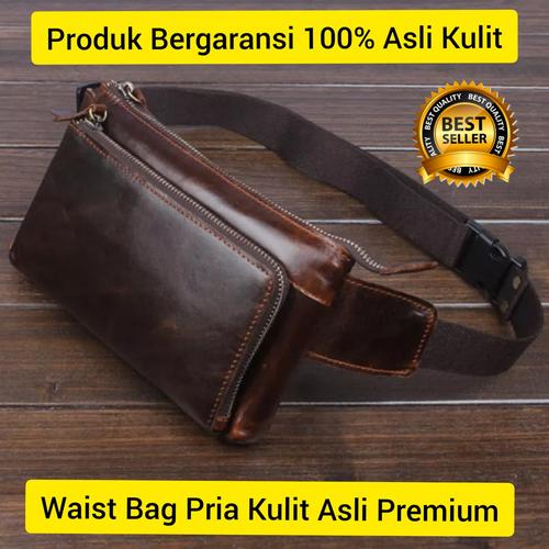 Jual Waist Bag Pria Kulit Asli Vintage Premium - Tas Pinggang Kulit ...